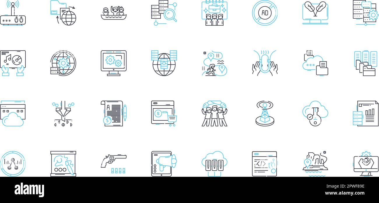 Data Science Linear Icons Set Analytics Big Data Machine Learning