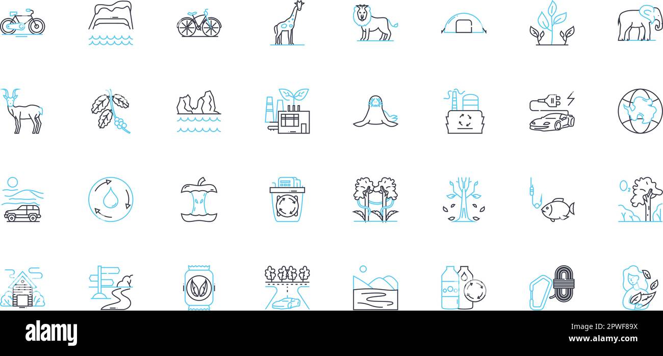 Climate change linear icons set. Warming, Pollution, Greenhouse ...