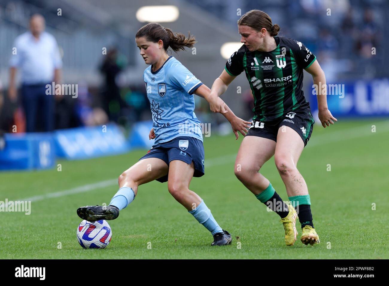 Sydney, Australia. 30th Apr, 2023. Rachel Lowe of Sydney FC controls ...