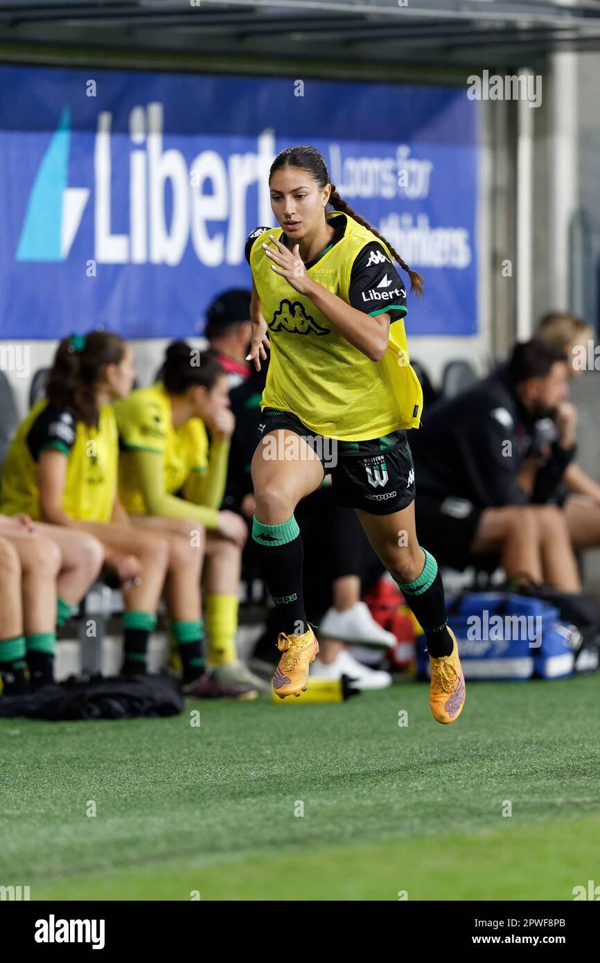 Sydney, Australia. 30th Apr, 2023. Tiana Jaber of Western United warms ...