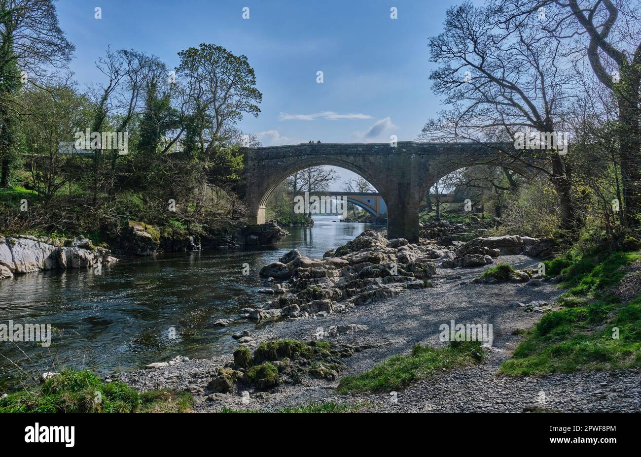The Devil's Bridge across the River Lune at Kirkby Lonsdale, Cumbria ...