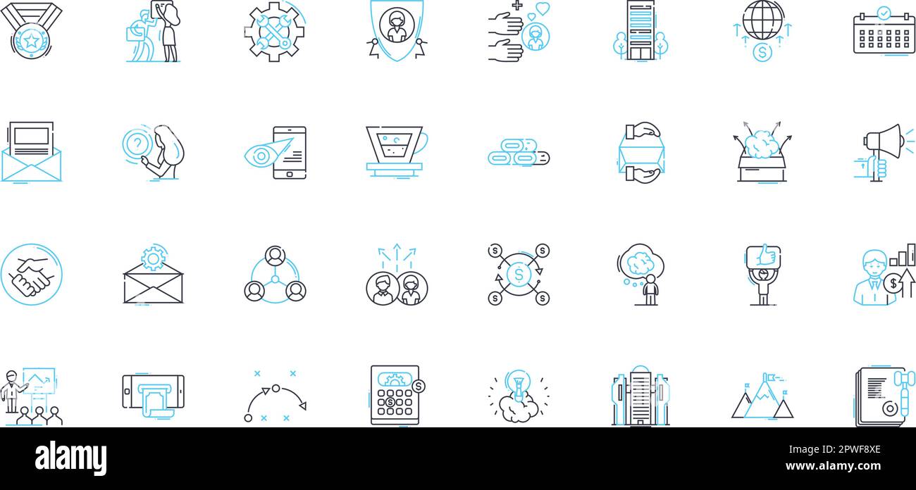 Business Strategy linear icons set. Vision, Innovation, Growth ...