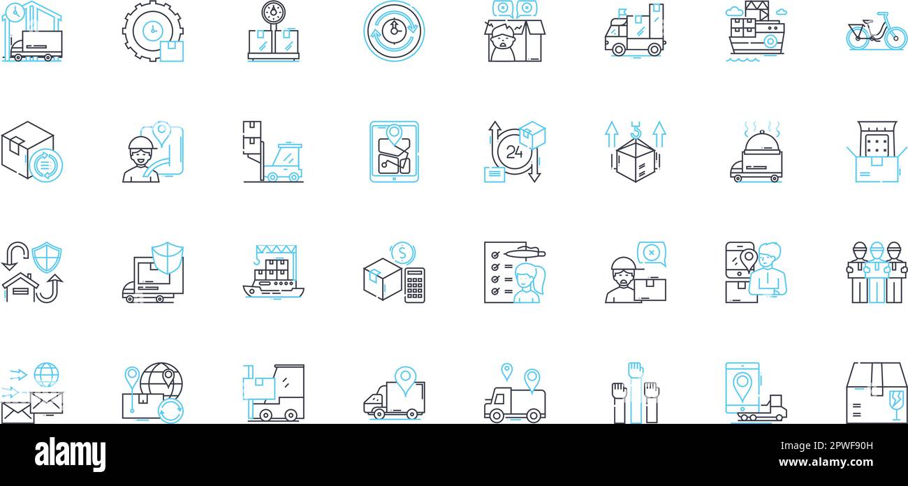 Shipping logistics linear icons set. Cargo, Transport, Freight, Customs ...