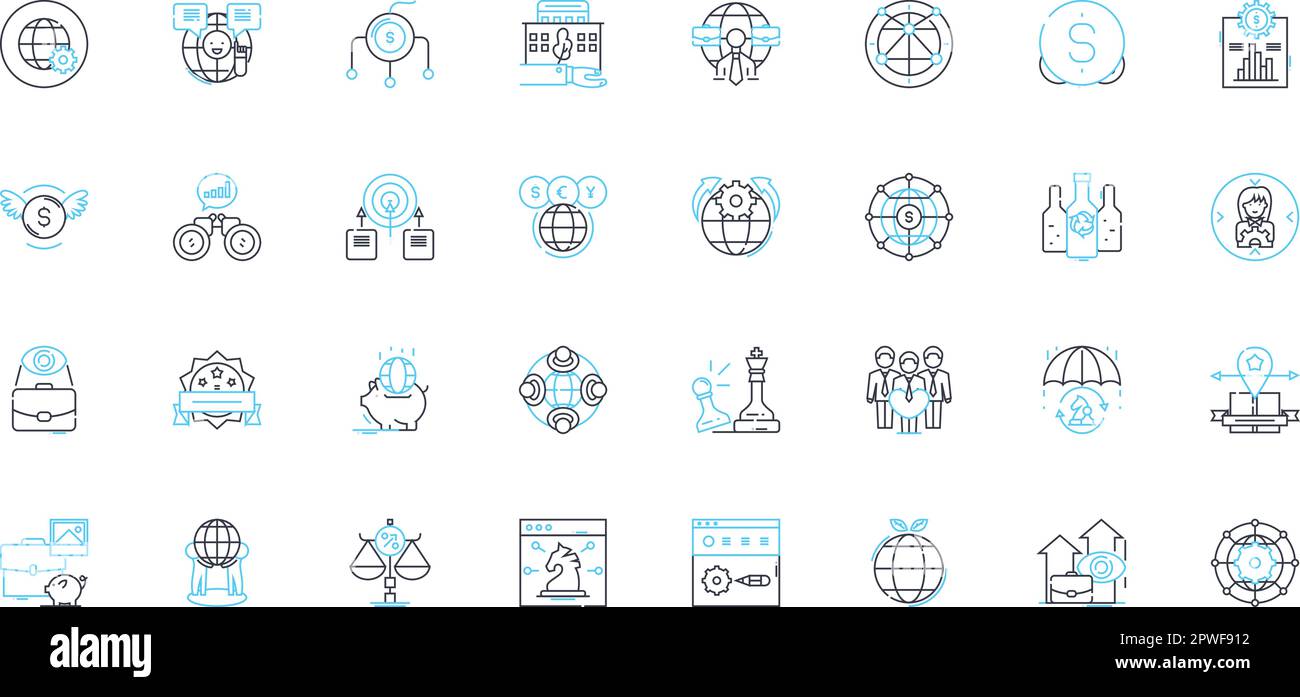 Business Expansion linear icons set. Growth, Expansion, Scale ...
