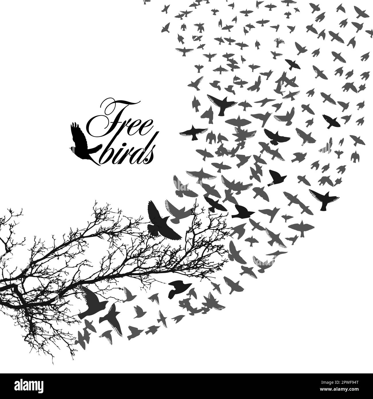 A Flock Of Flying Birds A Flock Of Birds Flying Away From A Tree