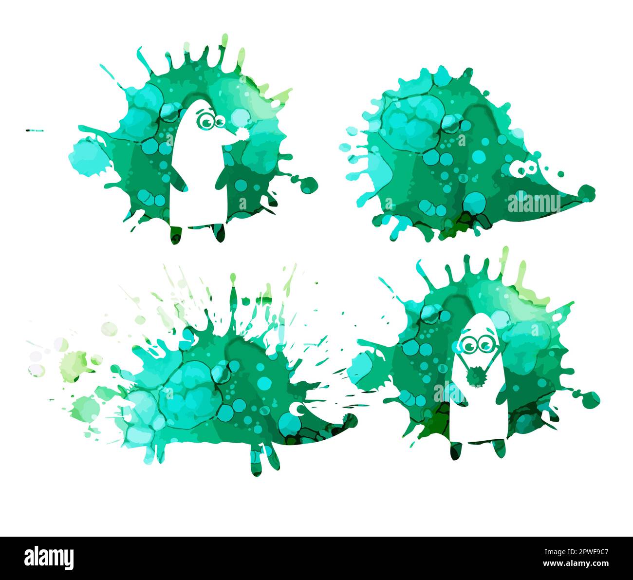 Set of rainbow hedgehogs. A multicolored abstract hedgehog. Vector ...