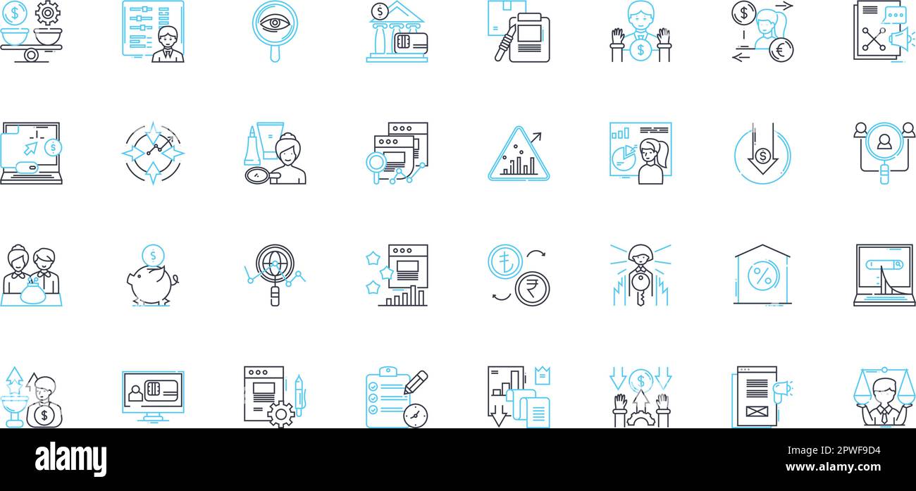 Frugal spending linear icons set. Budgeting, Savings, Thrift ...