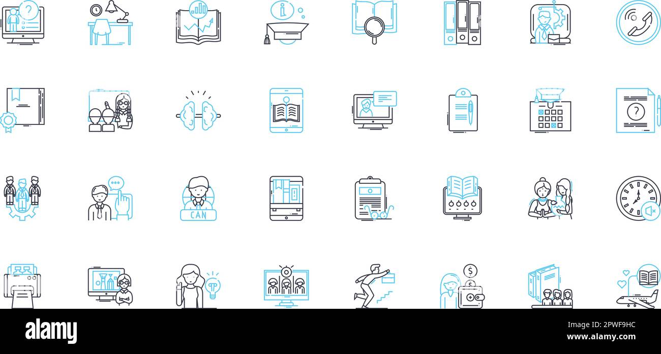 Study idea linear icons set. Innovation, Exploration, Experimentation ...