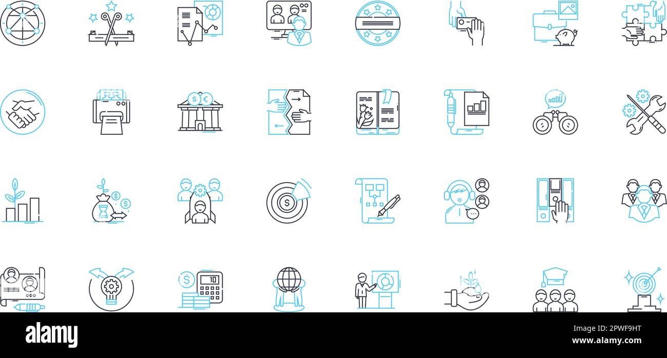 Corporate Titan linear icons set. Success, Strength, Leadership, Vision ...