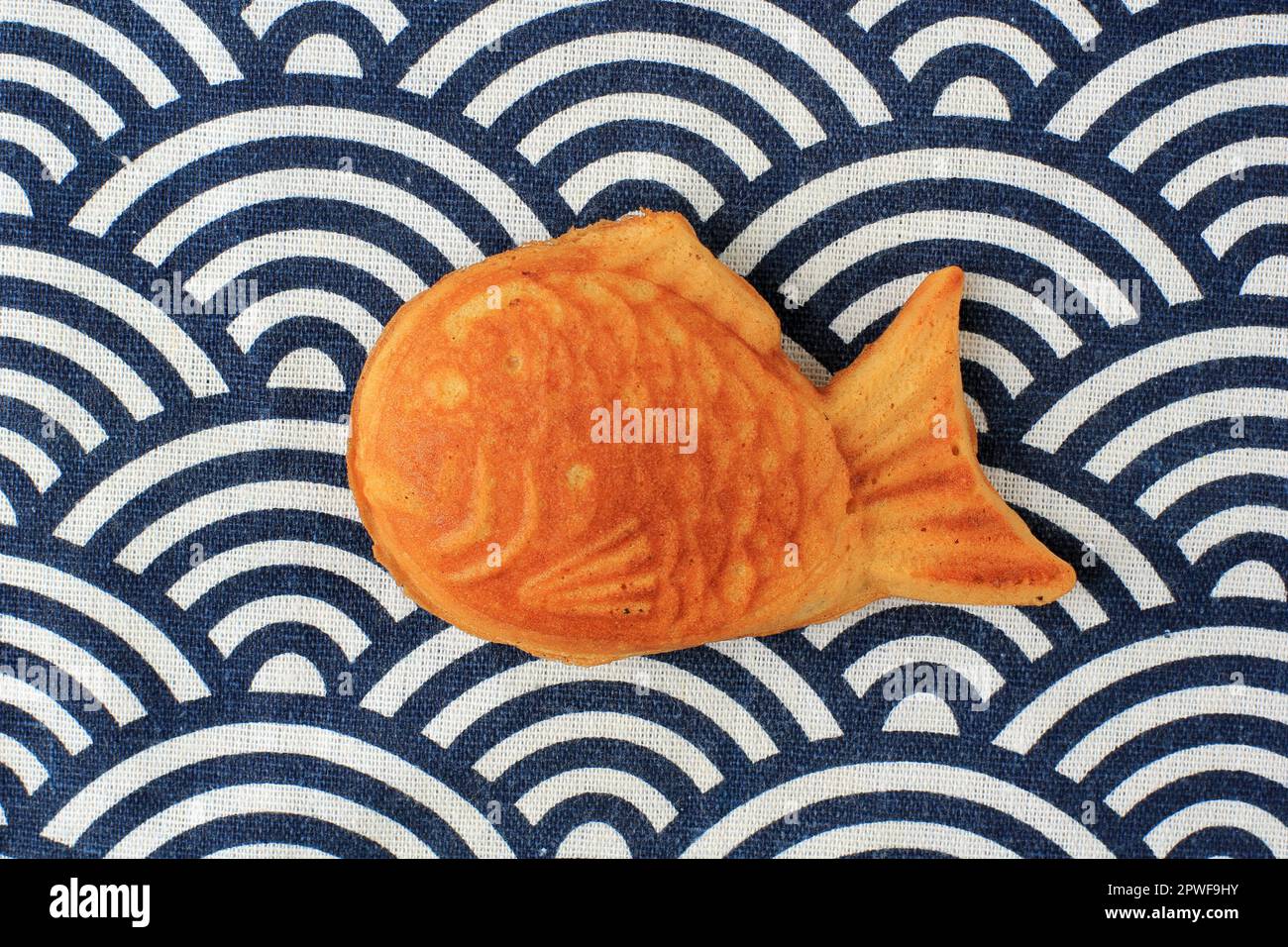 Taiyaki Japanese Fish Shape Waffle with Red Bean Paste Inside, Top View ...