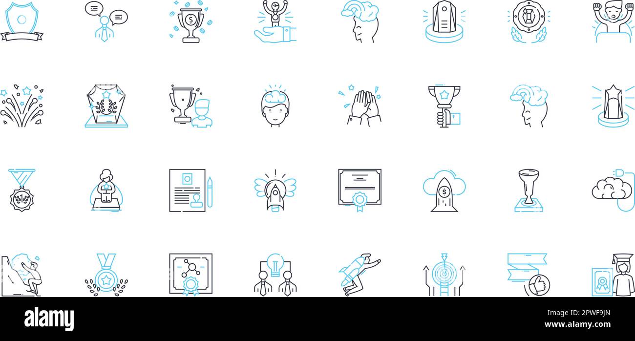 Success and accolades linear icons set. Achievement, Ambition ...