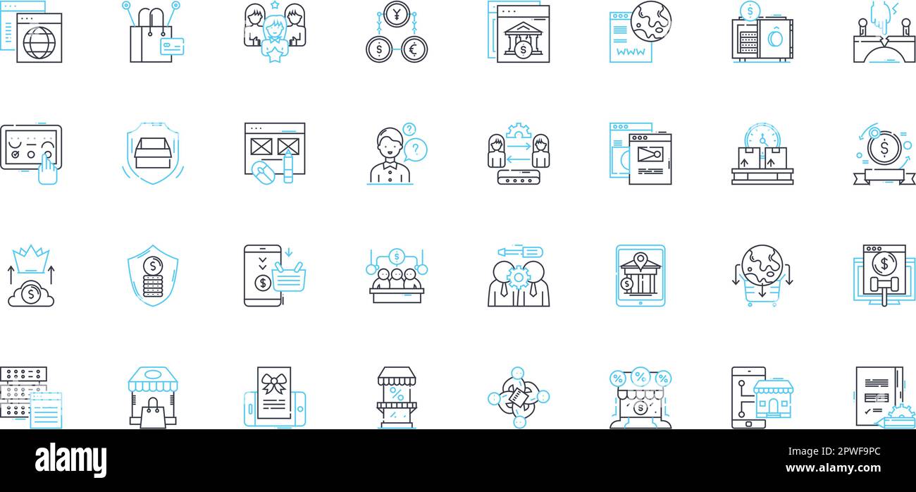 Online store linear icons set. Digital, E-commerce, Checkout, Shopping ...