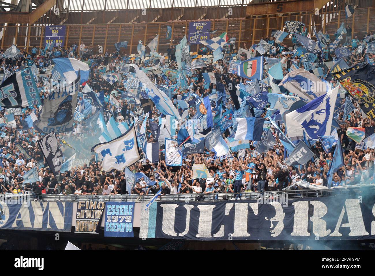 Naples, Italy. 30th Apr, 2023. Napoli fans during the Serie A match ...