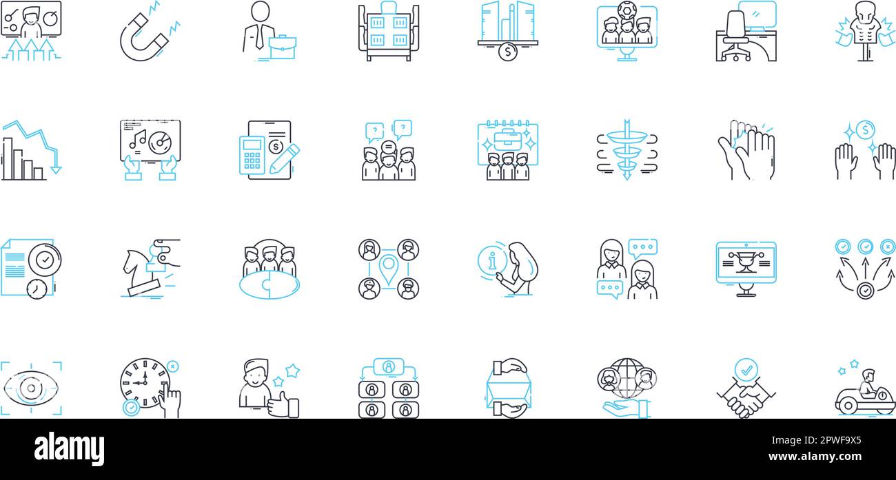 Social group linear icons set. Community, Nerk, Tribe, Squad, Gang ...