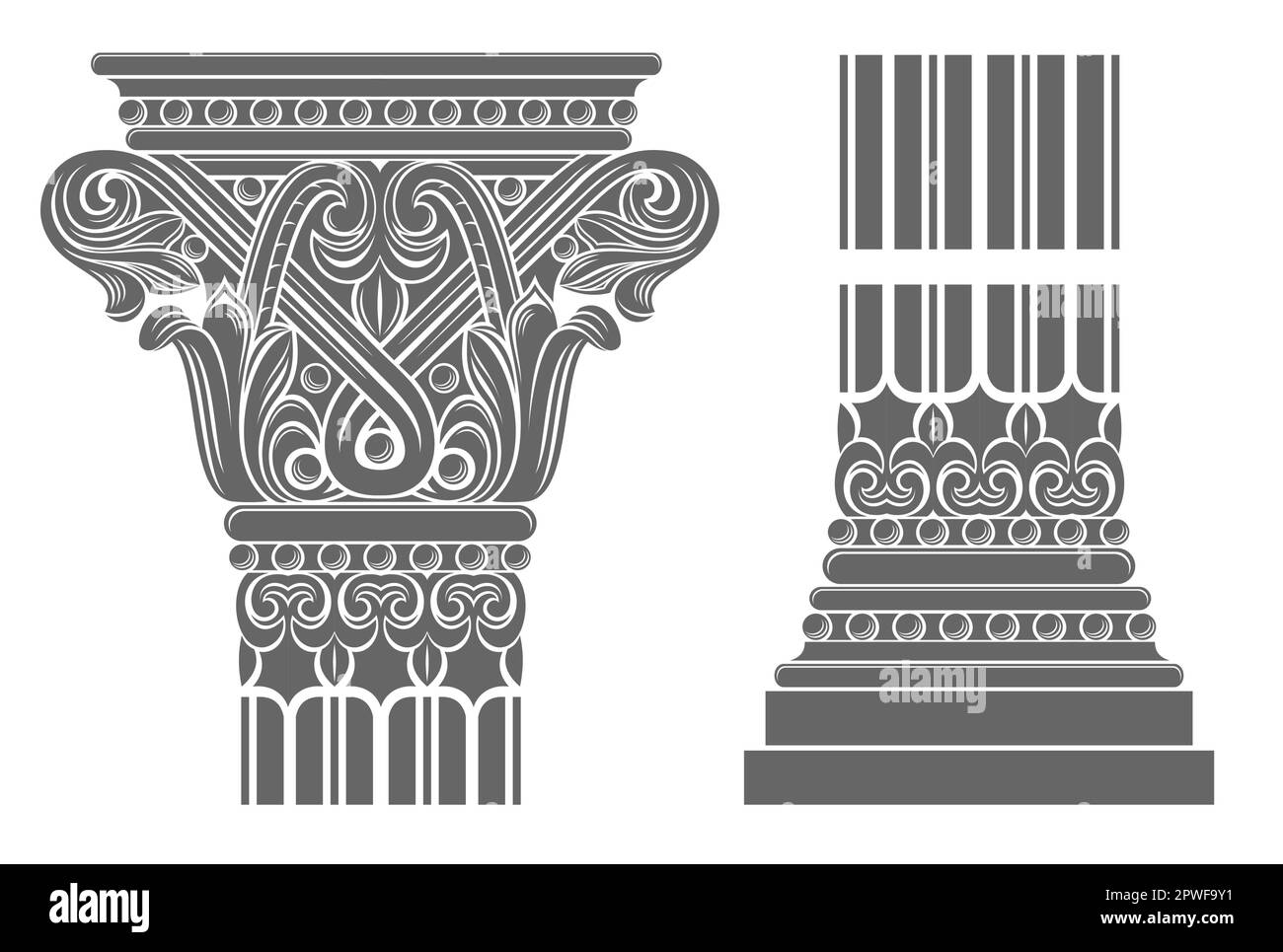 Vector templates. Capital of a medieval cathedral Gothic column ...
