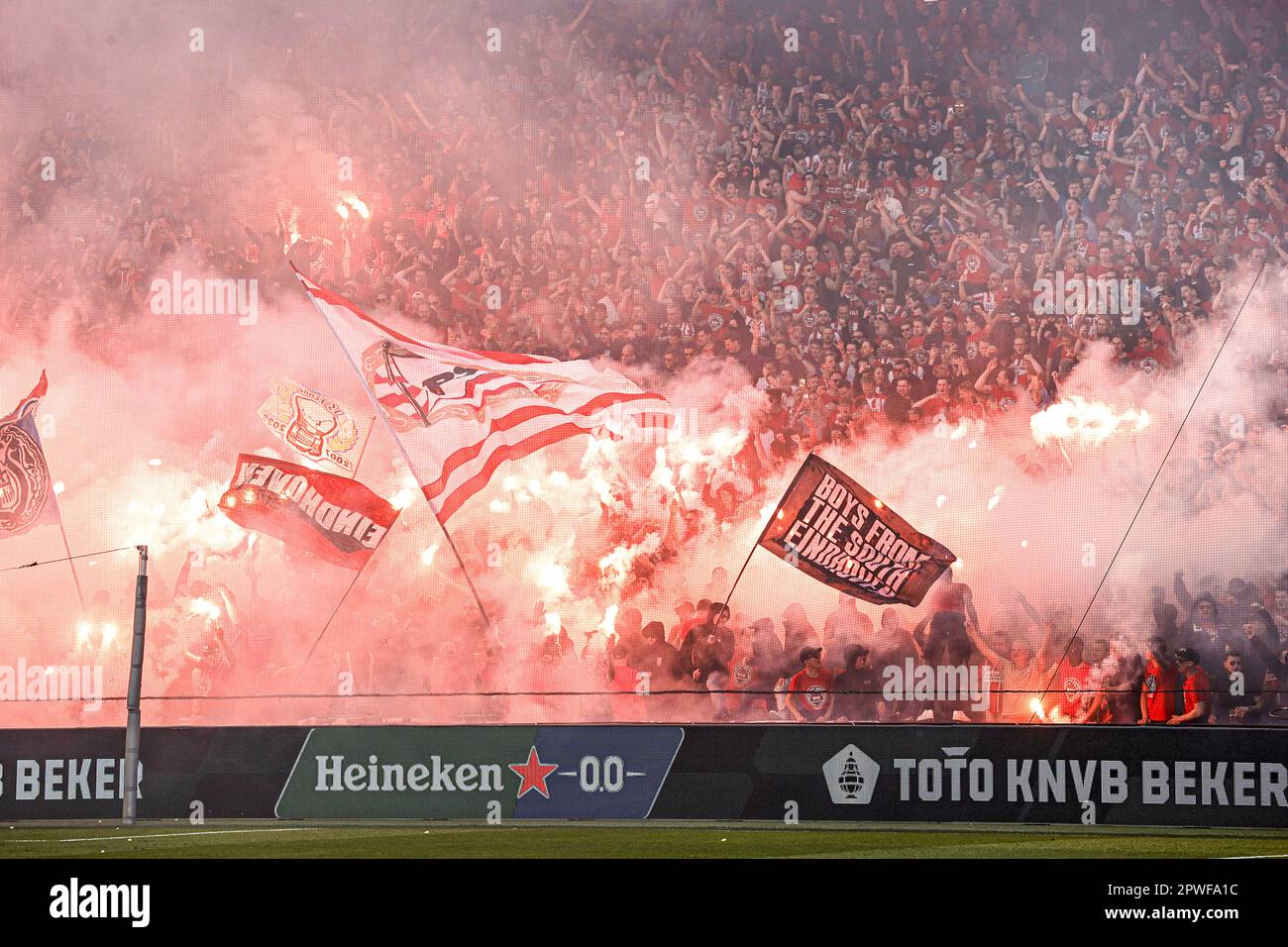 ROTTERDAM - Fireworks PSV supporters during the TOTO KNVB Cup final ...
