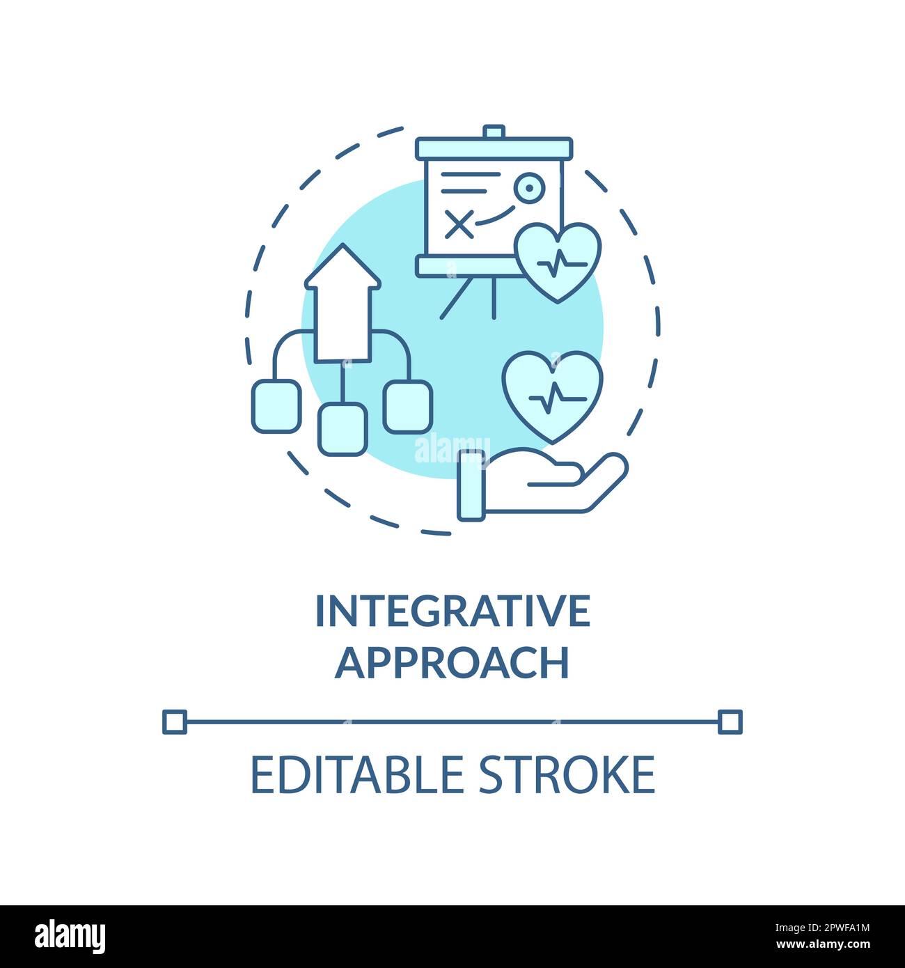 Integrative approach turquoise concept icon. Combined sources data ...