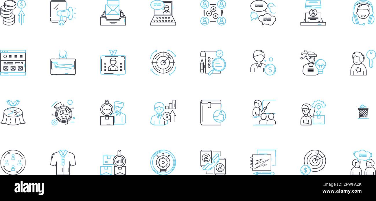 Management group linear icons set. Leadership, Strategy, Planning ...