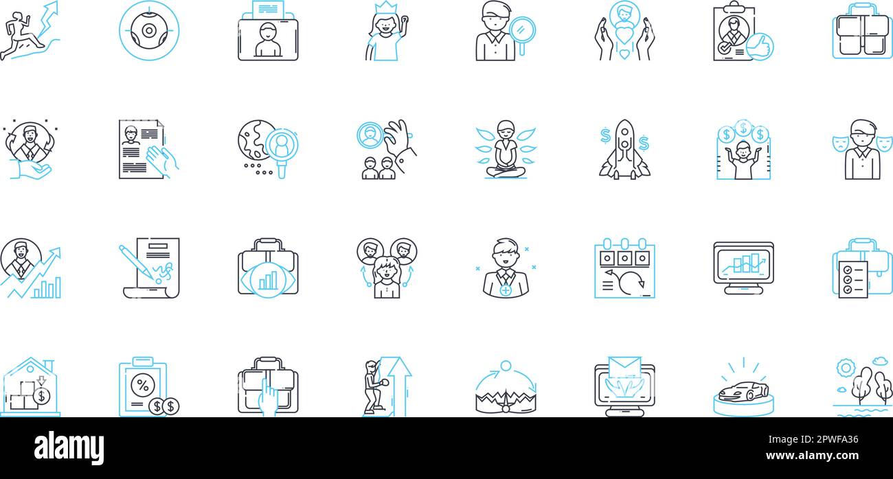 Position linear icons set. Leadership, Management, Innovation ...