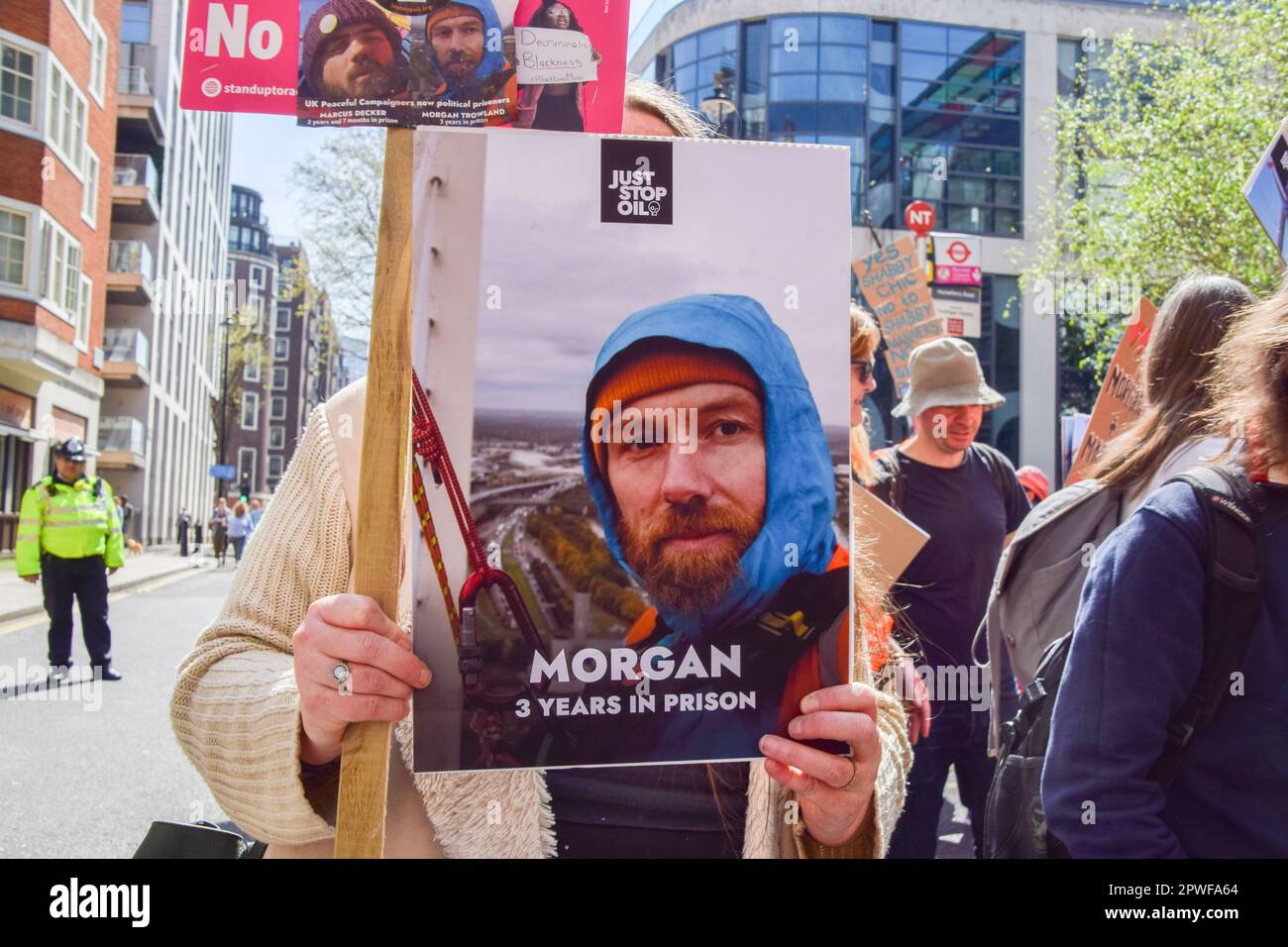London, UK. 29th April 2023. Protesters marched in Westminster in ...