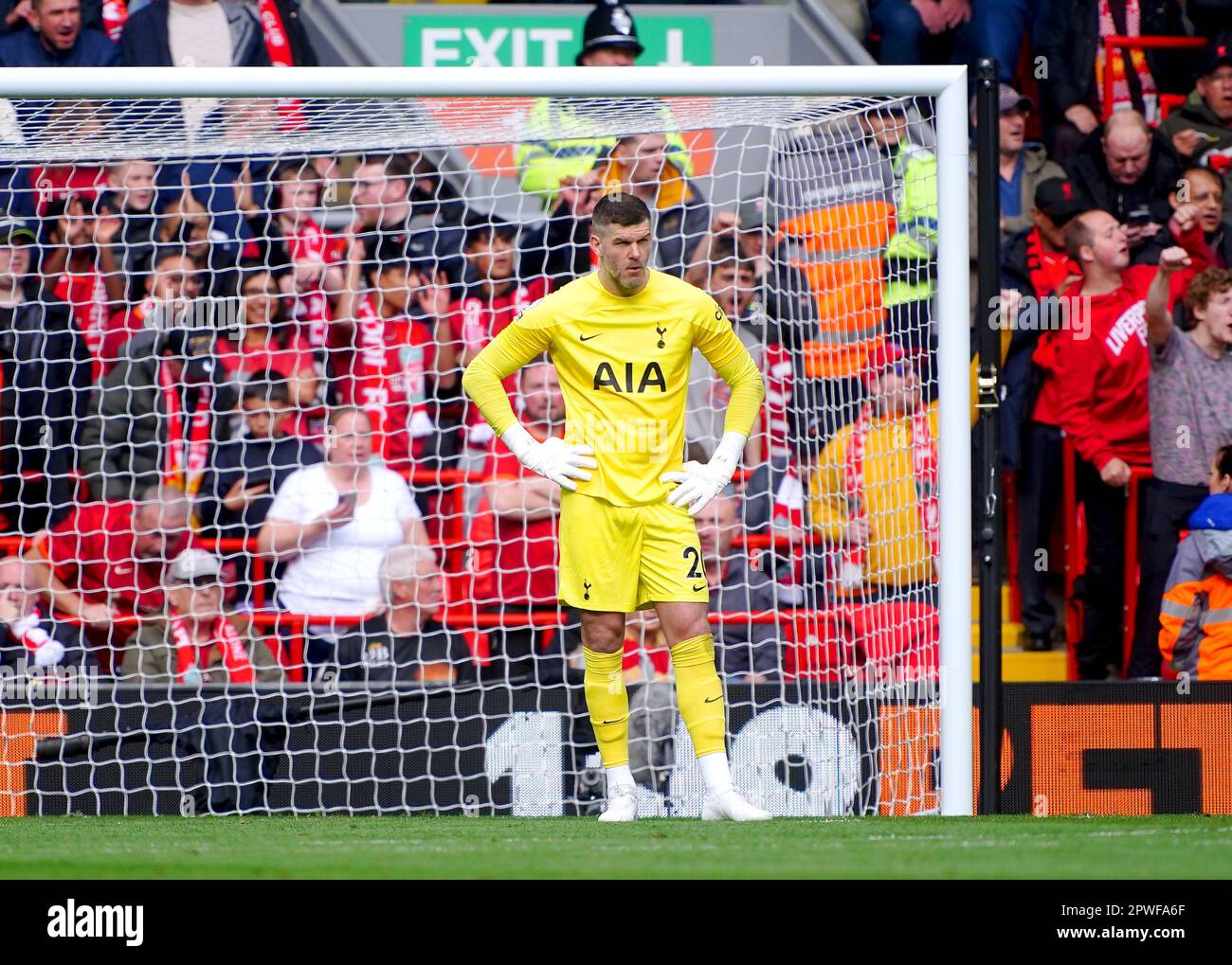 Tottenham Hotspur goalkeeper Fraser Forster appears dejected after ...