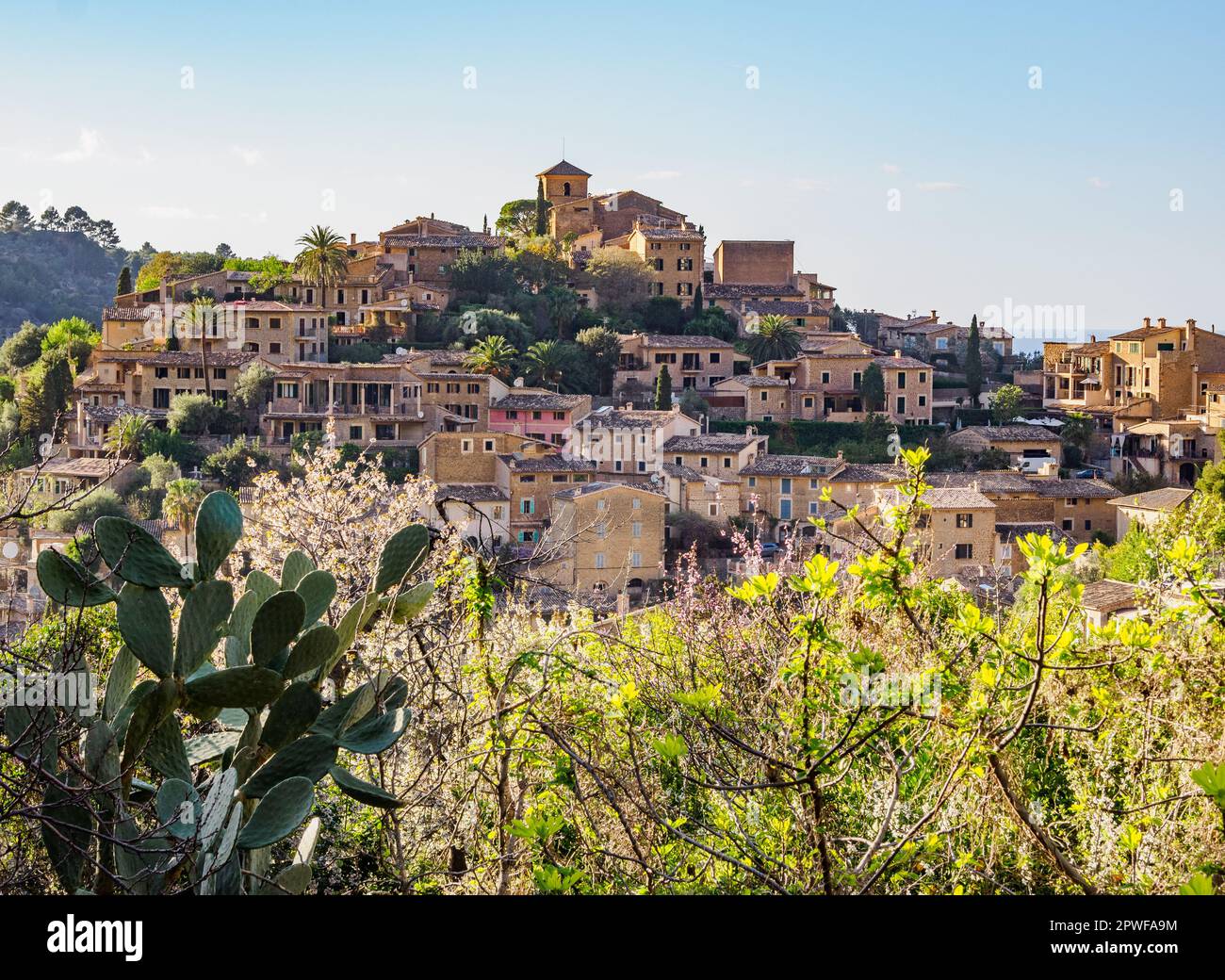 The lovely hilltop village of Deia in the Tramuntana Mountains of ...