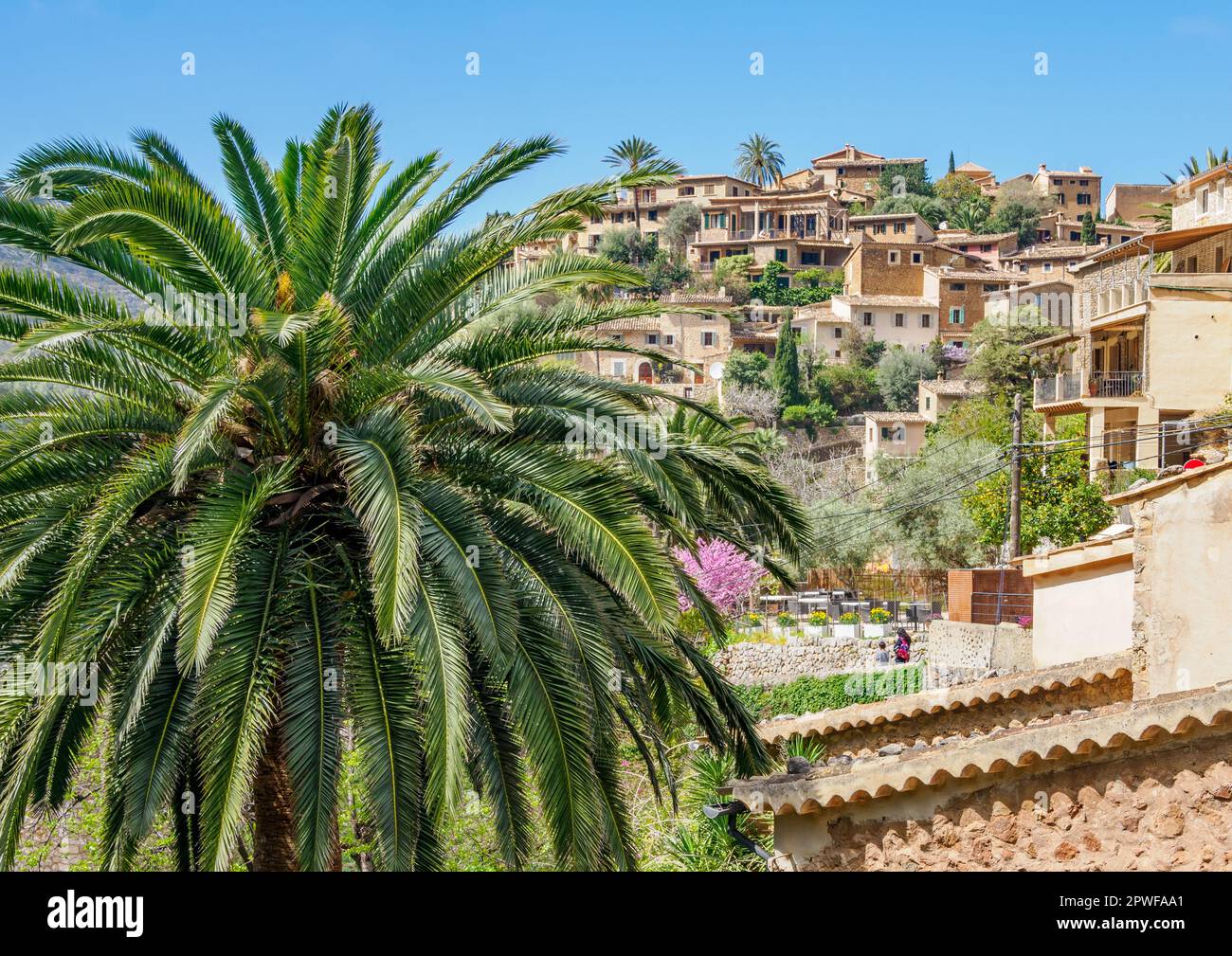 The lovely hilltop village of Deia in the Tramuntana Mountains of ...