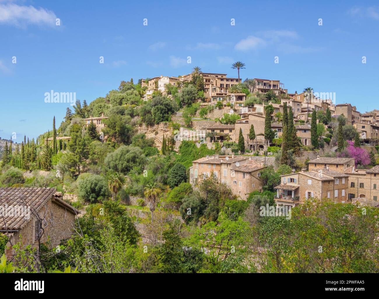 The lovely hilltop village of Deia in the Tramuntana Mountains of ...