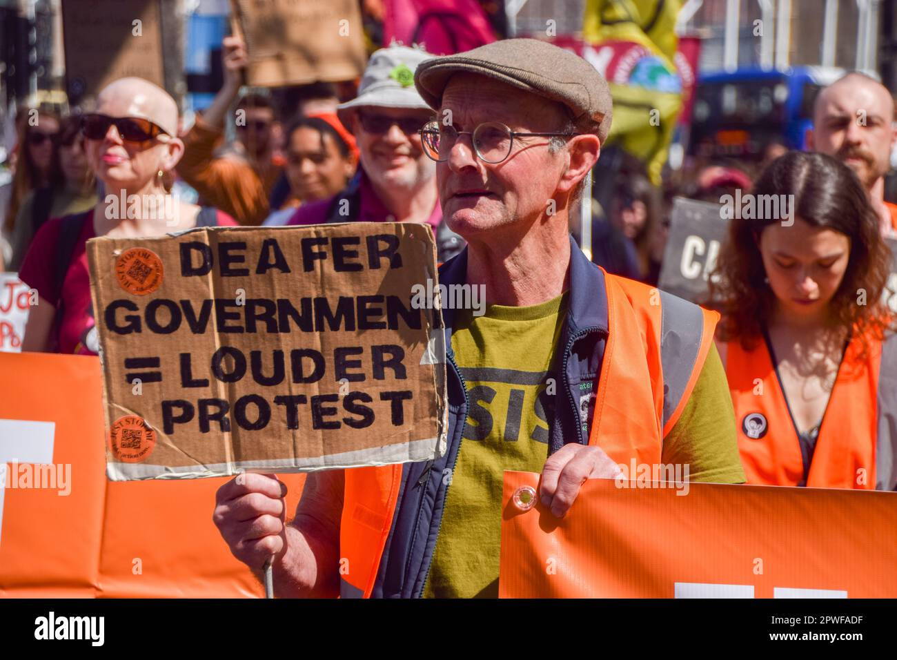 London, UK. 29th April 2023. Protesters marched in Westminster in ...