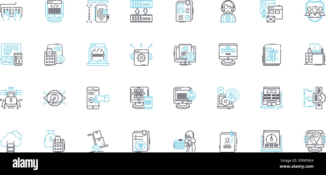 Cyber Safety linear icons set. Security, Hacking, Privacy, Online, Threats, Malware, Phishing ...