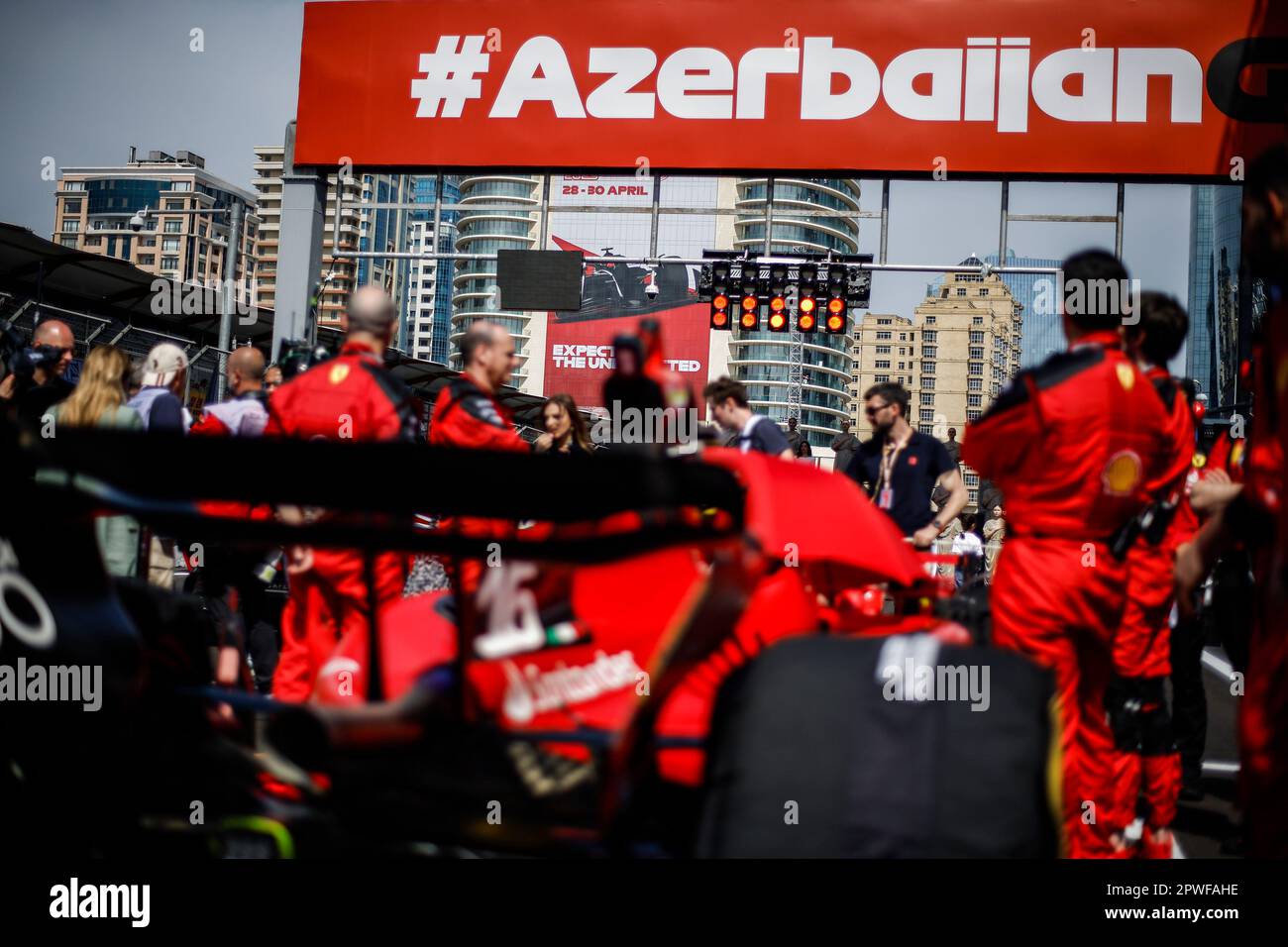 Baku, Azerbaijan. 30th Apr, 2023. Scuderia Ferrari SF-23, starting grid, grille de depart ...