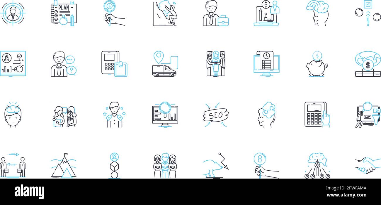 Joint venture linear icons set. Collaboration, Partnership, Synergy ...