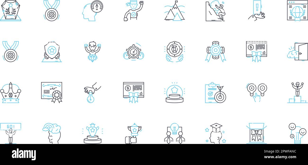Economic expansion linear icons set. Growth, Prosperity, Development ...