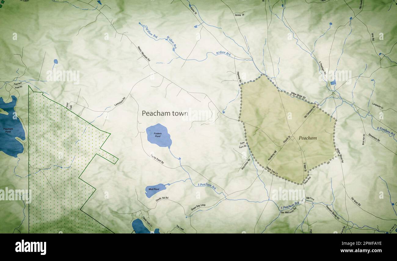 Vermont town map hi-res stock photography and images - Alamy