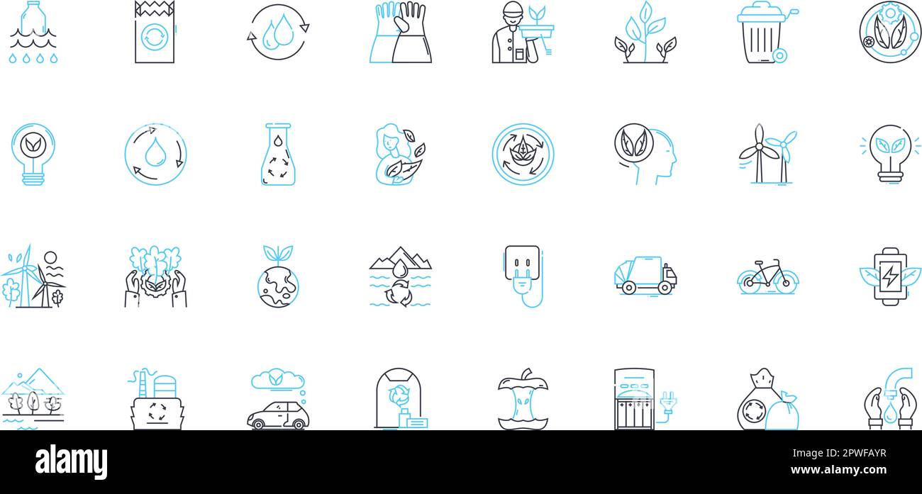 Biotechnology innovations linear icons set. Geneticengineering ...