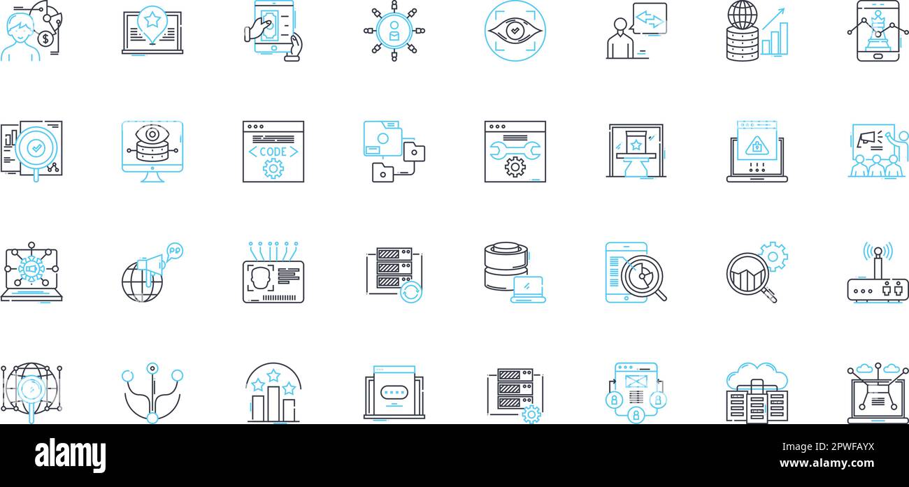 Market Forecasting Linear Icons Set Prediction Analysis Trend