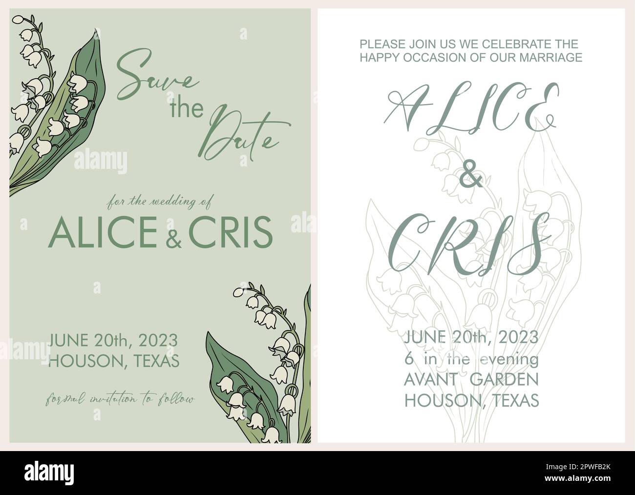 Save the Date template with Lily of the Valley Stock Vector Image & Art ...