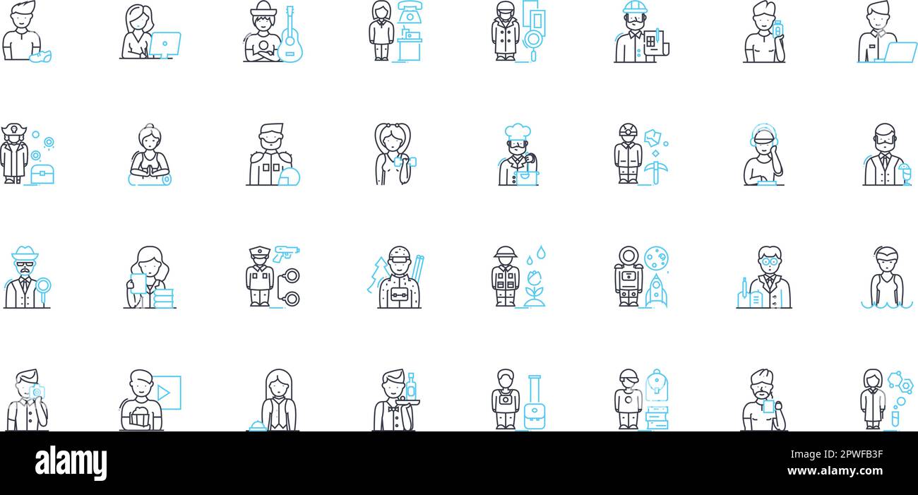 Employment options linear icons set. Career, Job, Occupation, Work ...