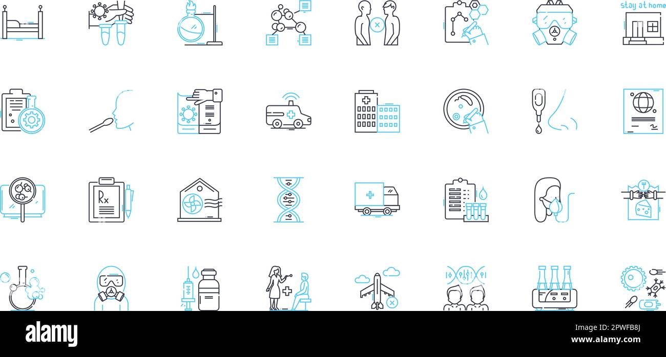 Epidemic linear icons set. Contagion, Outbreak, Infection, Pandemic ...