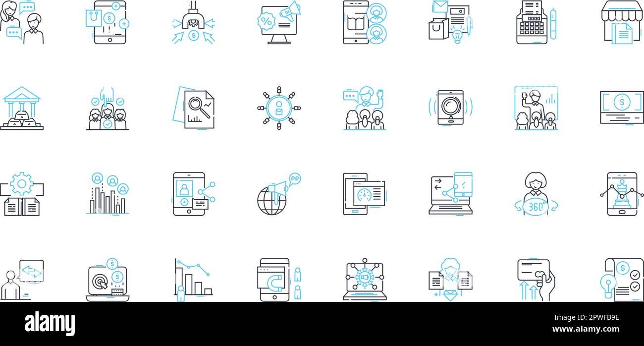Sales pitching linear icons set. Persuasion, Convincing, Pitching ...