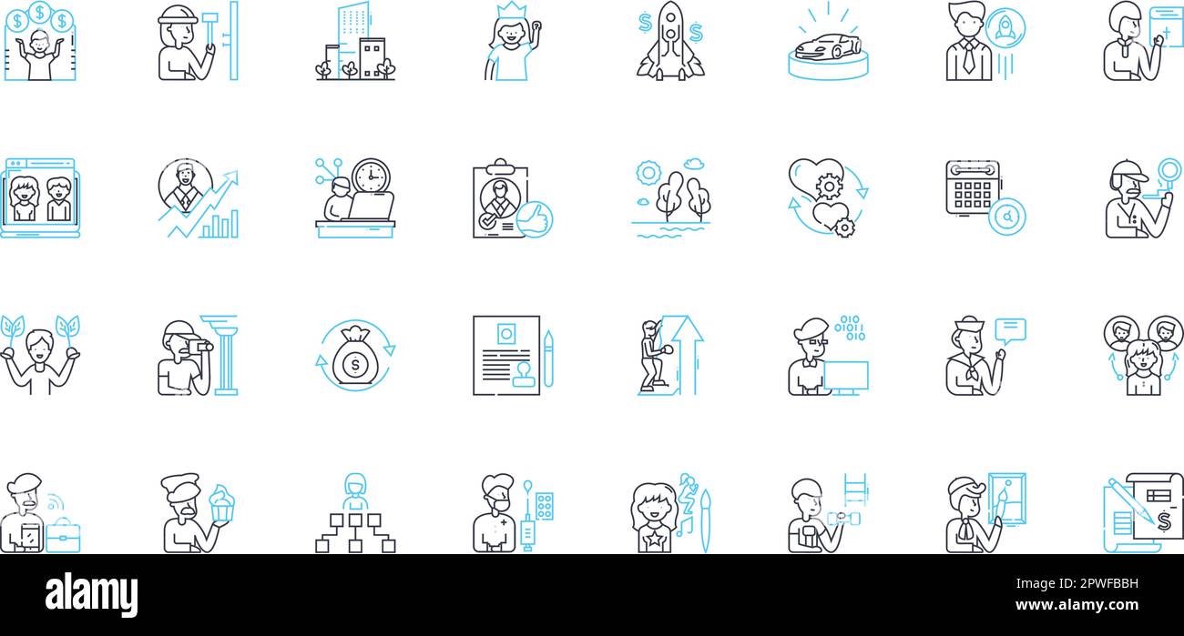 Life Planning Linear Icons Set Goals Ambition Vision Purpose