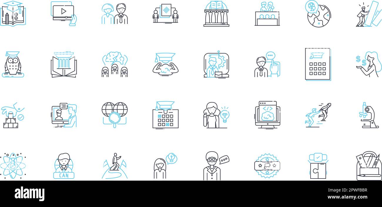 Digital education linear icons set. Online, Virtual, E-learning, Remote ...