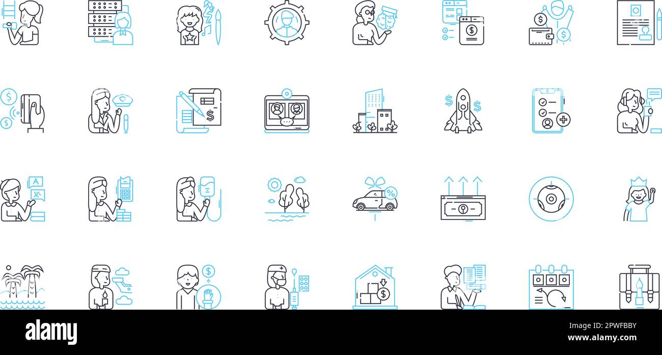 Womanly occupations linear icons set. Midwife, Nurse, Teacher, Chef ...