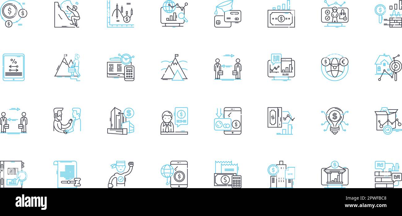 Wealth venture linear icons set. Prosperity, Investment, Abundance ...