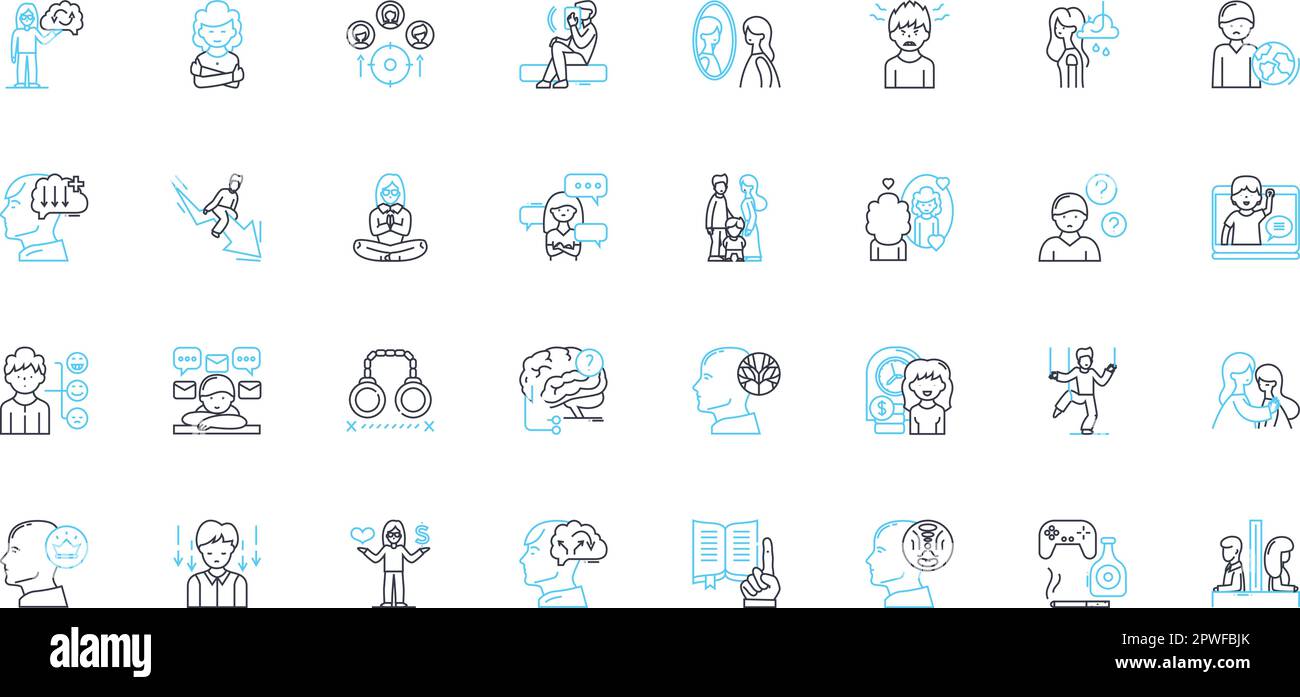 Animal behavior linear icons set. Instinct, Aggression, Communication ...