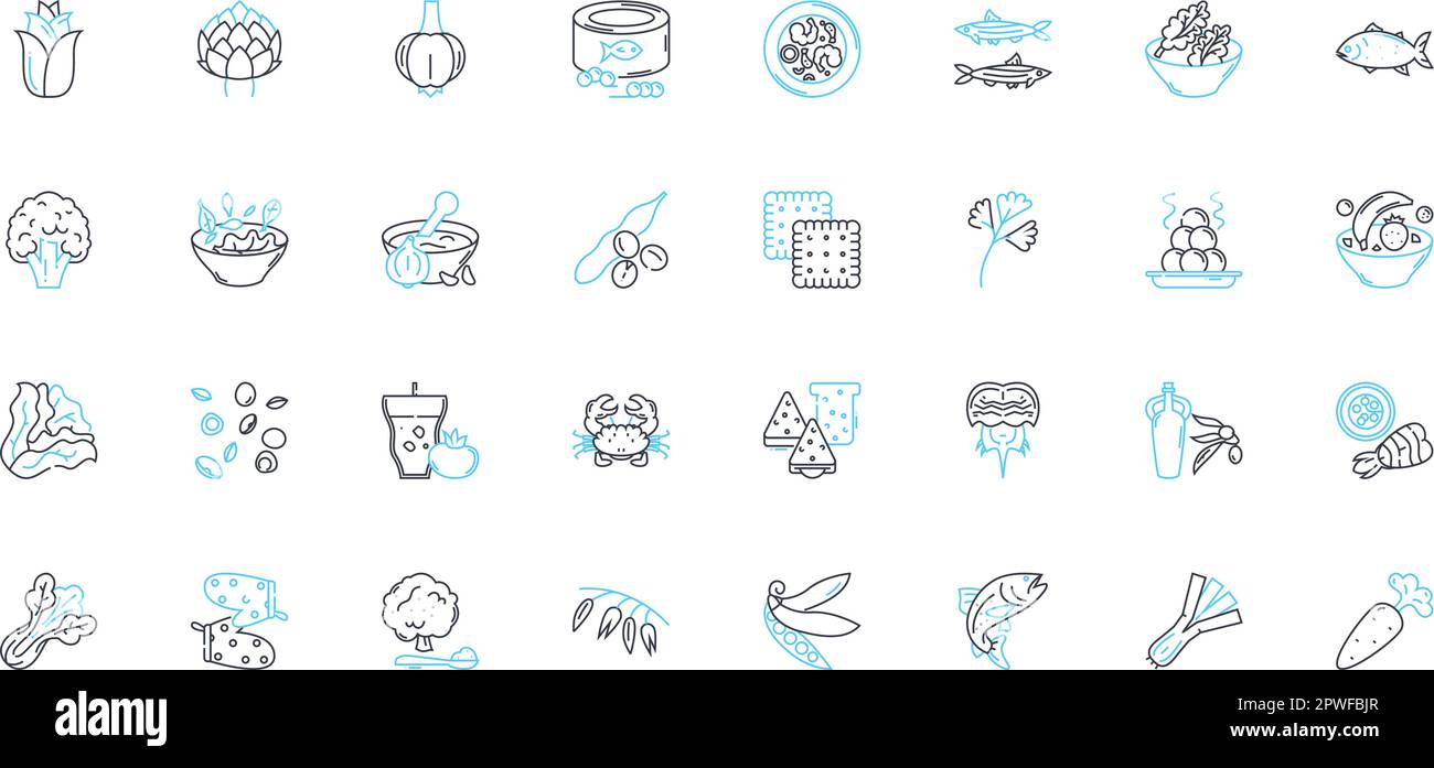 Market linear icons set. Competition, Customer, Demand, Consumption ...