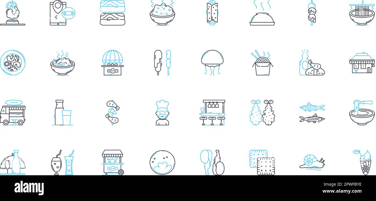 Smorgasbord linear icons set. Feast, Variety, Selection, Buffet, Spread ...