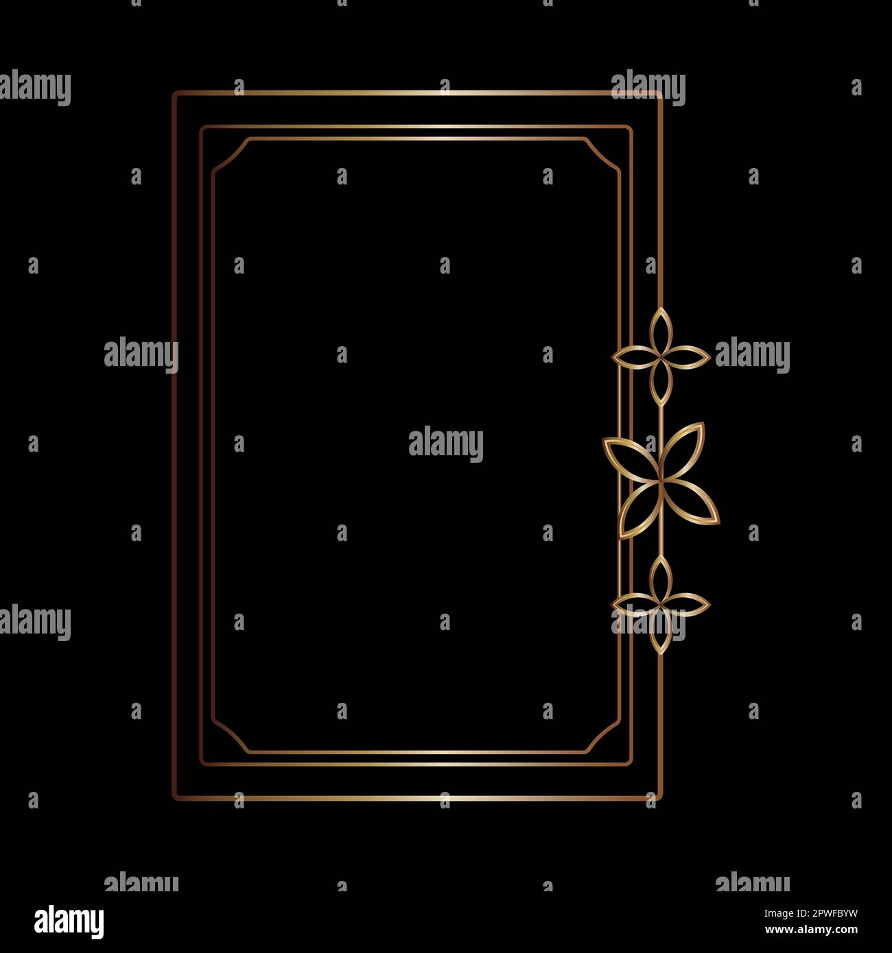 Gold frame line art style, Vector design element geometric shape Stock ...