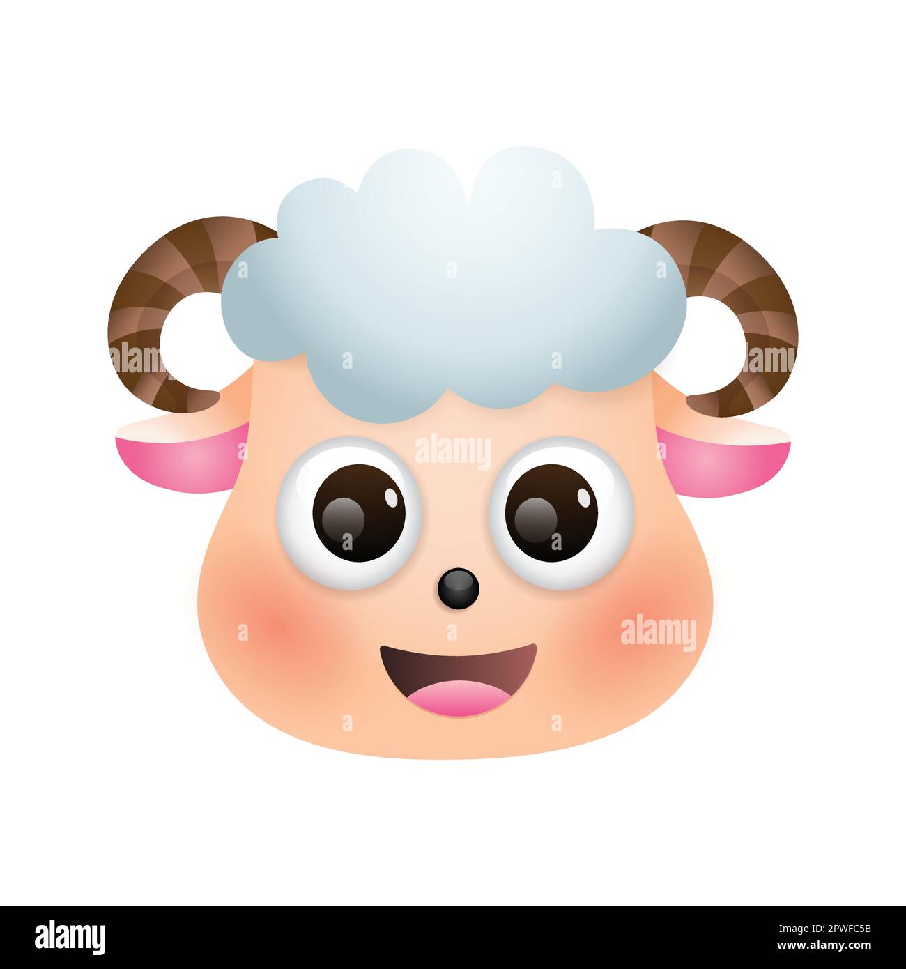 Sheep face cartoon vector illustration isolated. Cute farm animal emoji ...