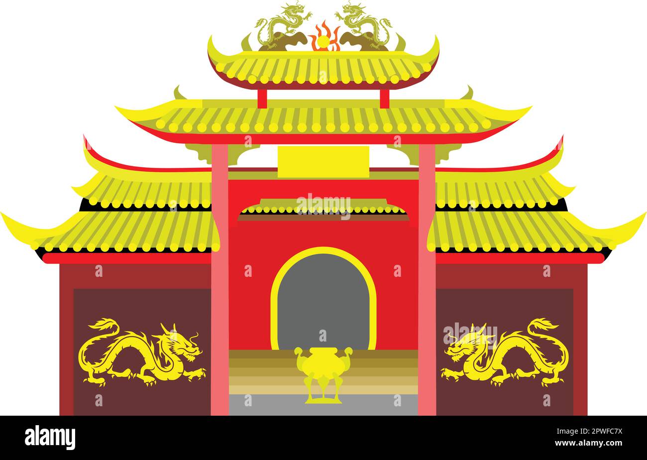 Chinese Confucianism Temple Worship Building Vector Stock Vector Image ...
